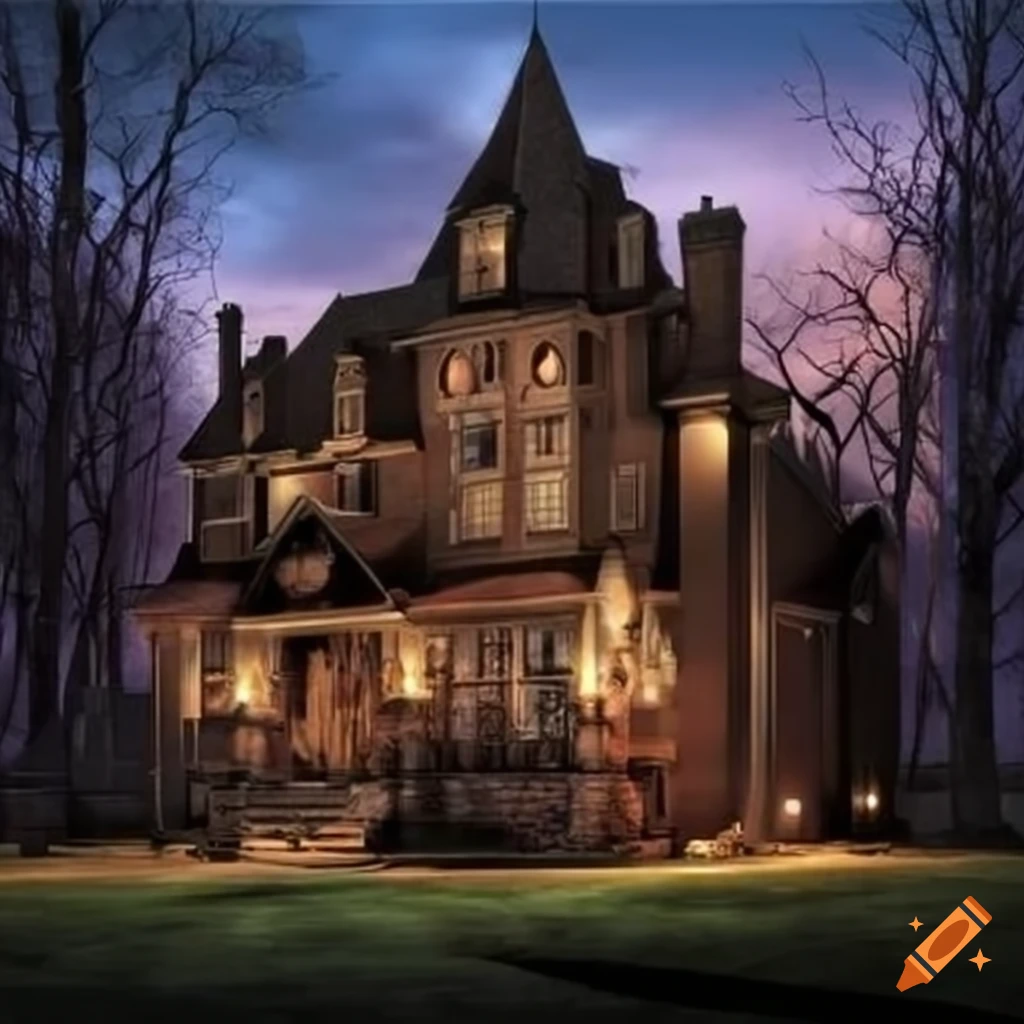 Two story vampire manor floor plan with 3 bedrooms on Craiyon