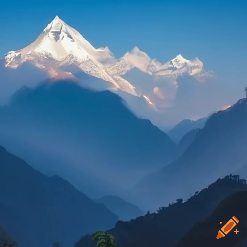 Nepal machhapuchhre mountain landscape on Craiyon