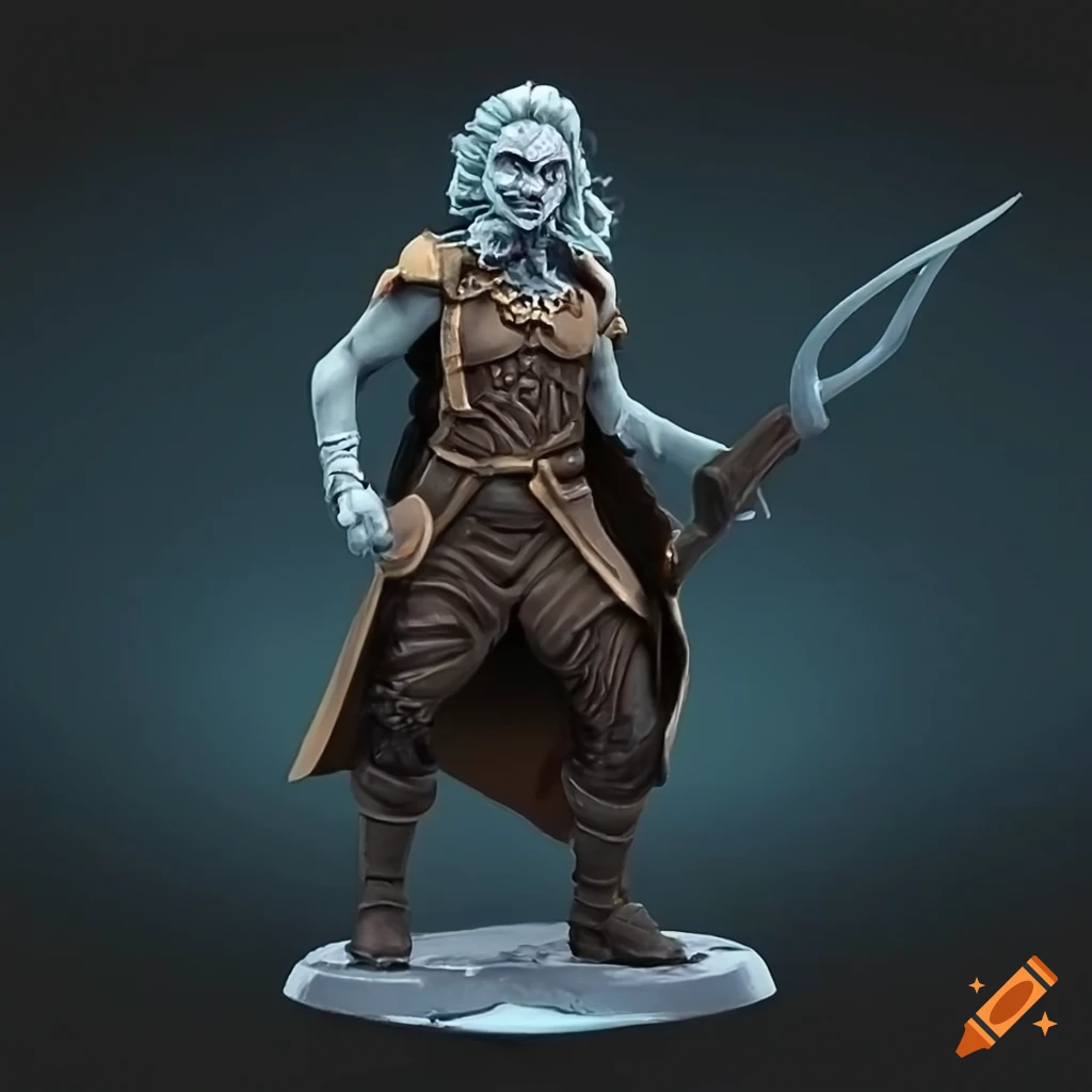 DnD miniature of an Earth Genasi rogue on Craiyon