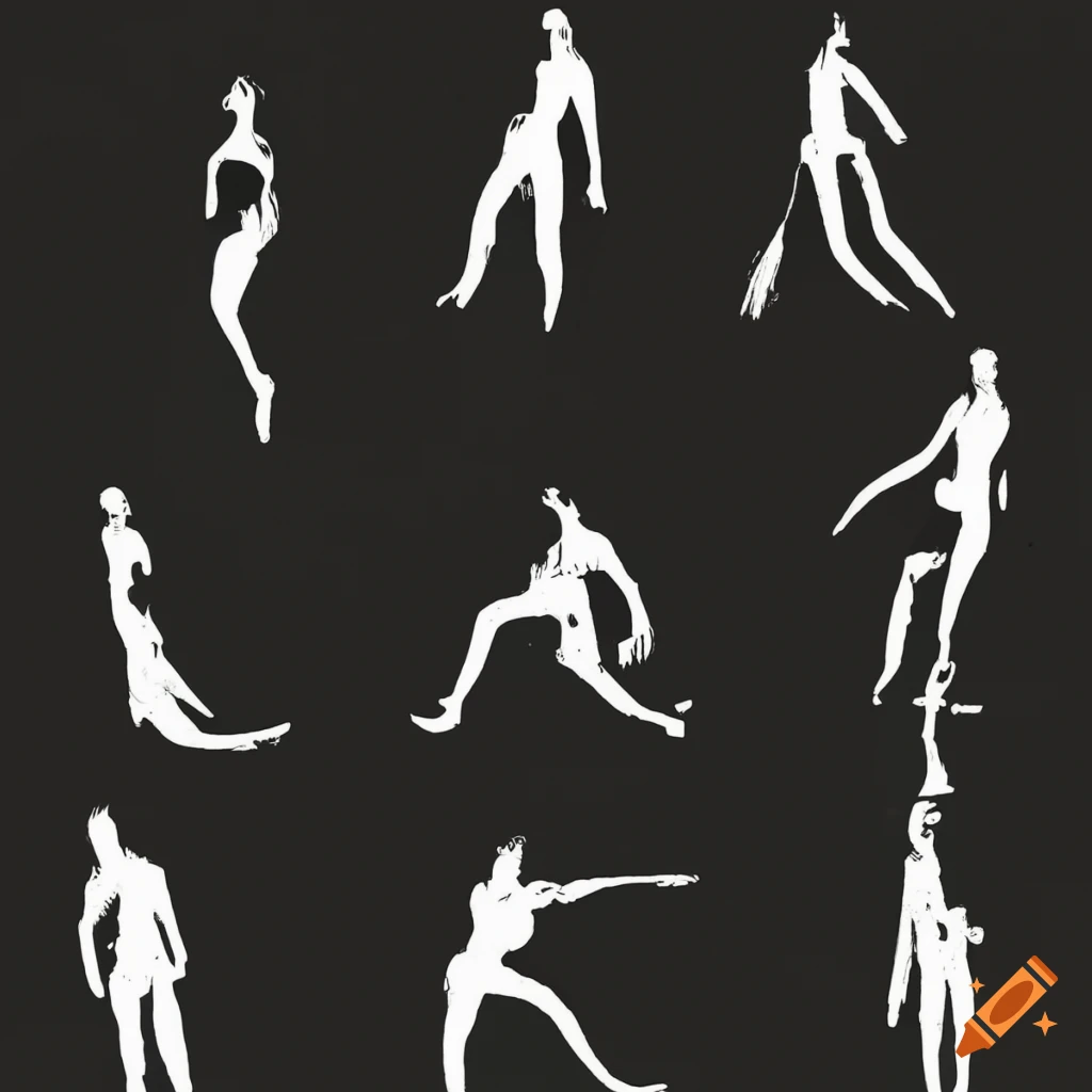 Modern silhouettes in comic strips on Craiyon