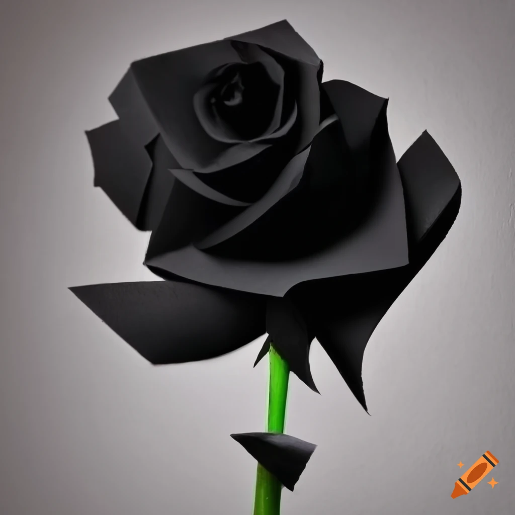 Black paper rose with long stem on Craiyon