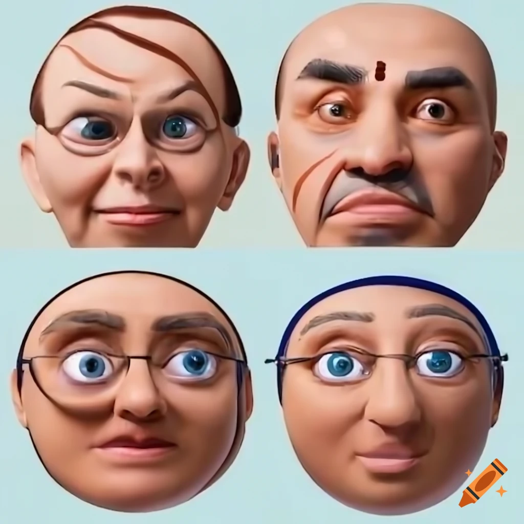 Animated group discussion with detailed facial expressions and body ...