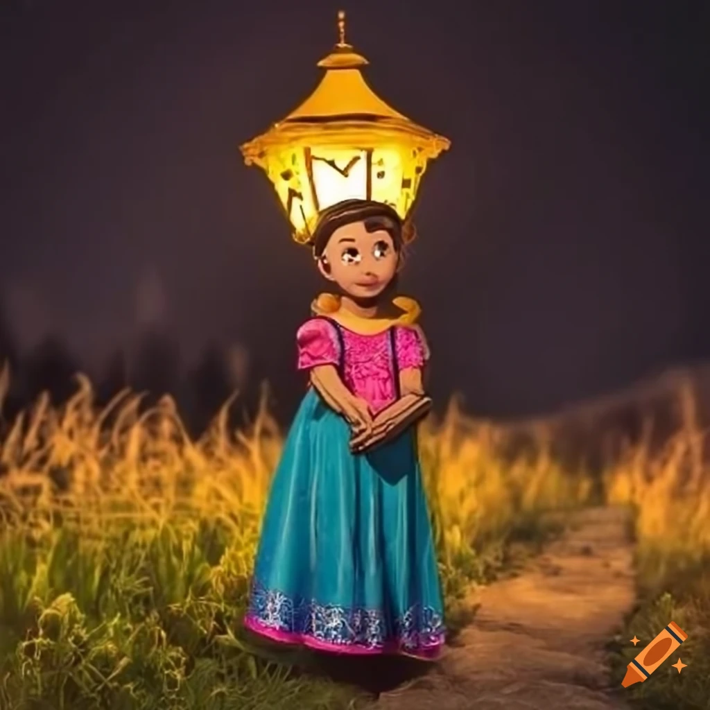 Heidi cartoon character with a ramadan lantern in nature on Craiyon