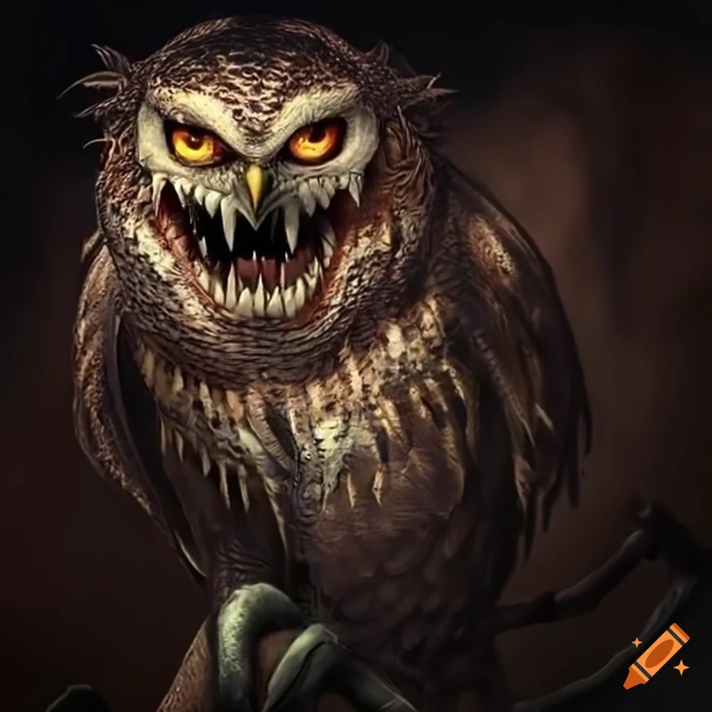 Scary monster owl on Craiyon