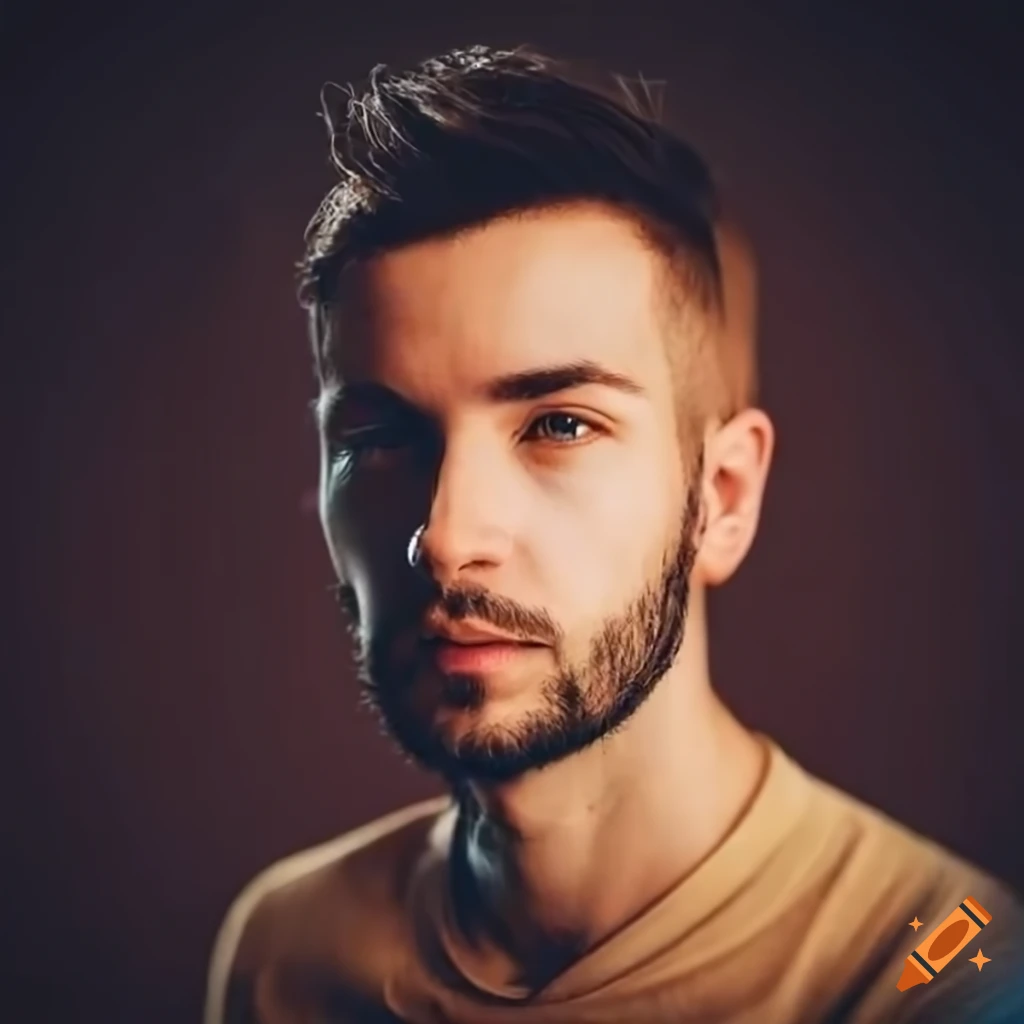 Handsome man with a confident and friendly look for id on Craiyon