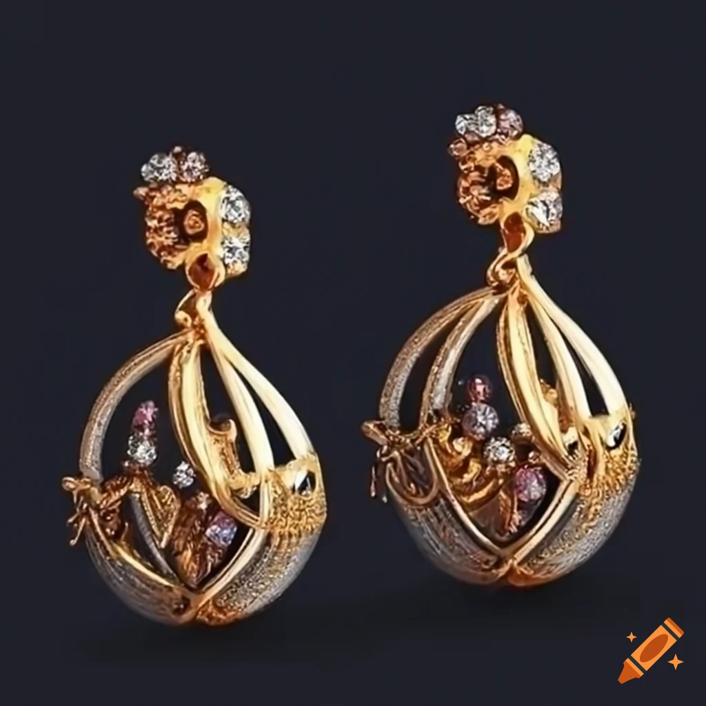 Delicate and elegant fancy earrings design on Craiyon