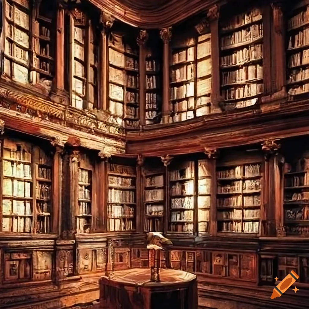 Ancient library on Craiyon