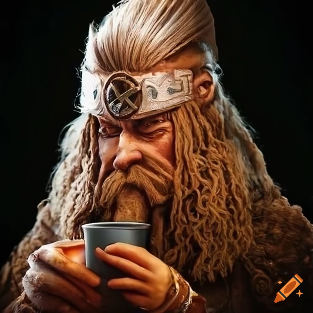 Ginger viking enjoying a drink on Craiyon