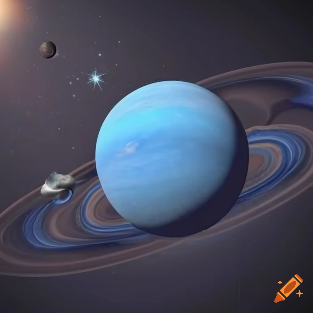 Planet neptune and moon triton orbiting in space in high resolution on ...