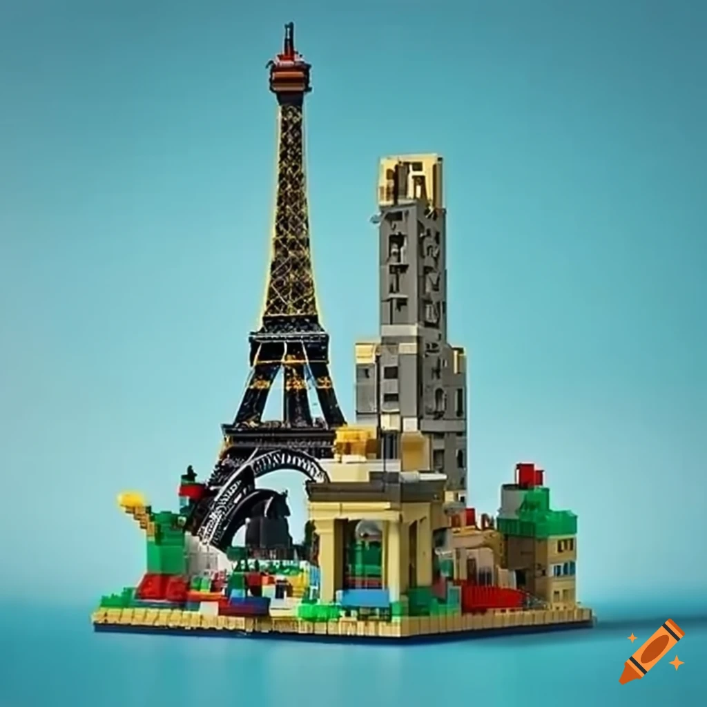 Enormous city resembling Paris made of Lego bricks on Craiyon