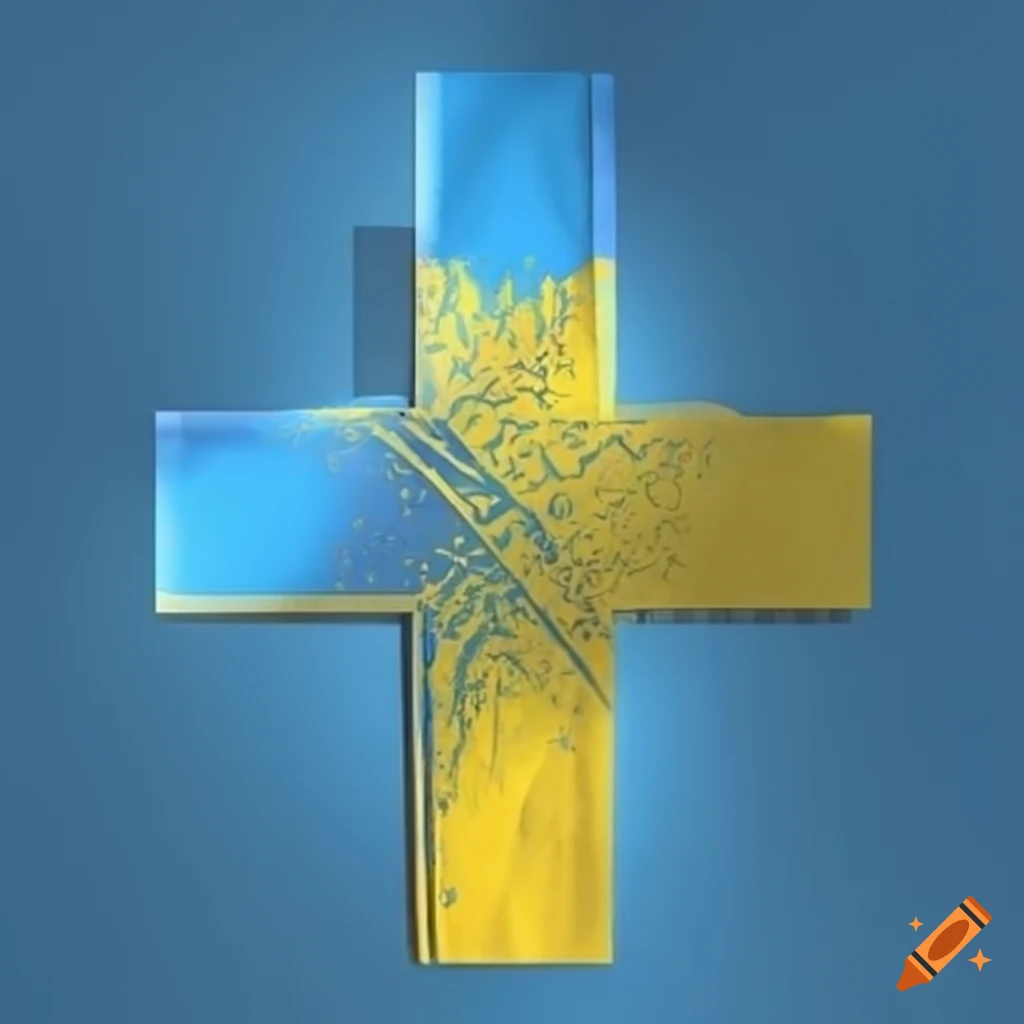 Flag of ukraine designed as a cross on Craiyon
