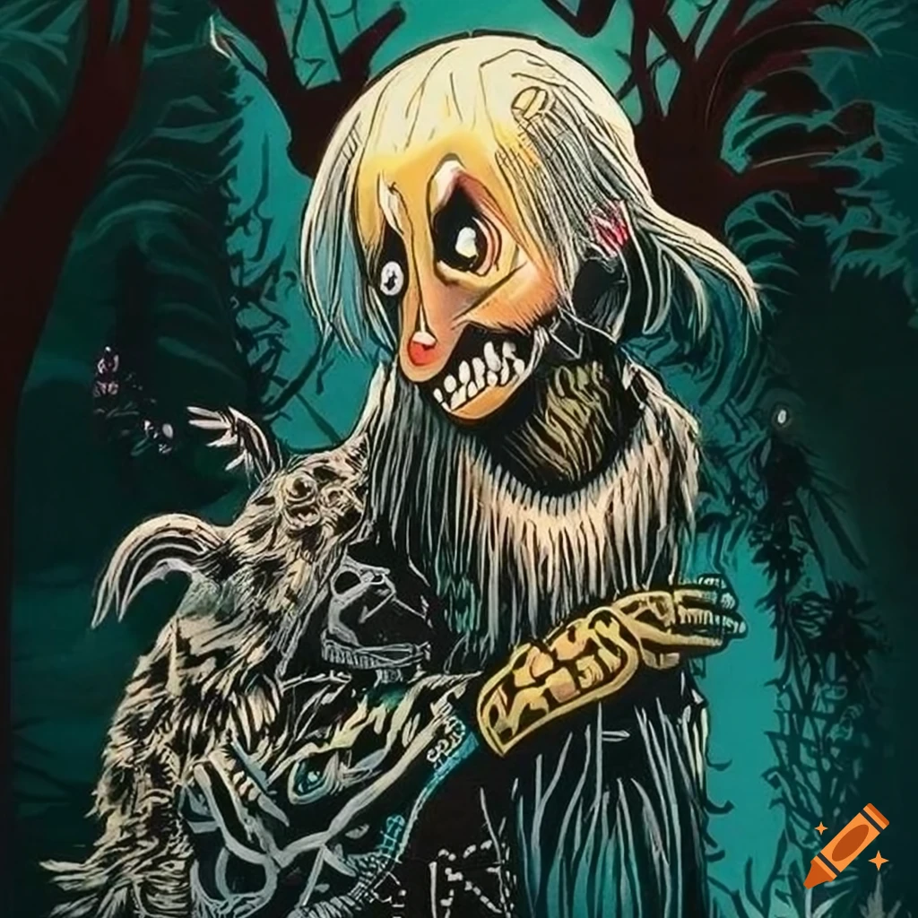 Baba yaga tarot card serigraph with various cultural motifs and designs ...