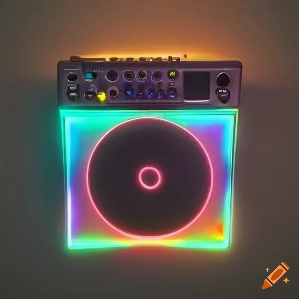 Neon light sony minidisc dj mixer tv vcr walkman on Craiyon