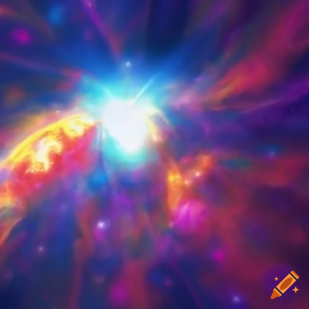 90s Japanese animation style with a distant star exploding in a vibrant ...