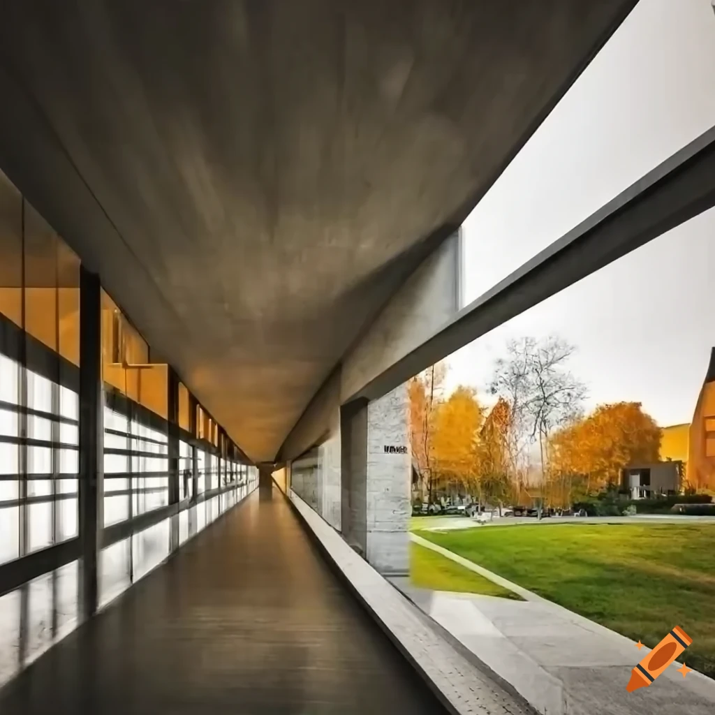 University faculty building with concrete architecture and large ...