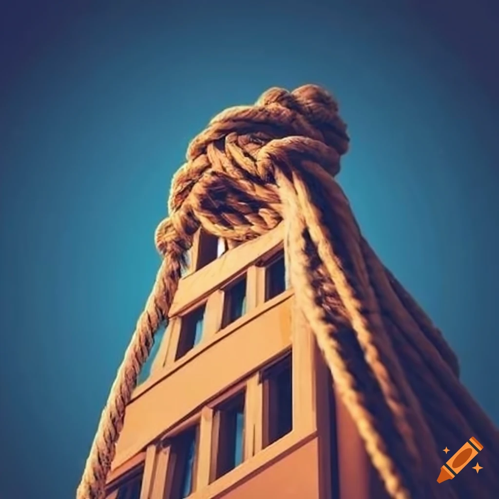 Rope supporting a building structure on Craiyon