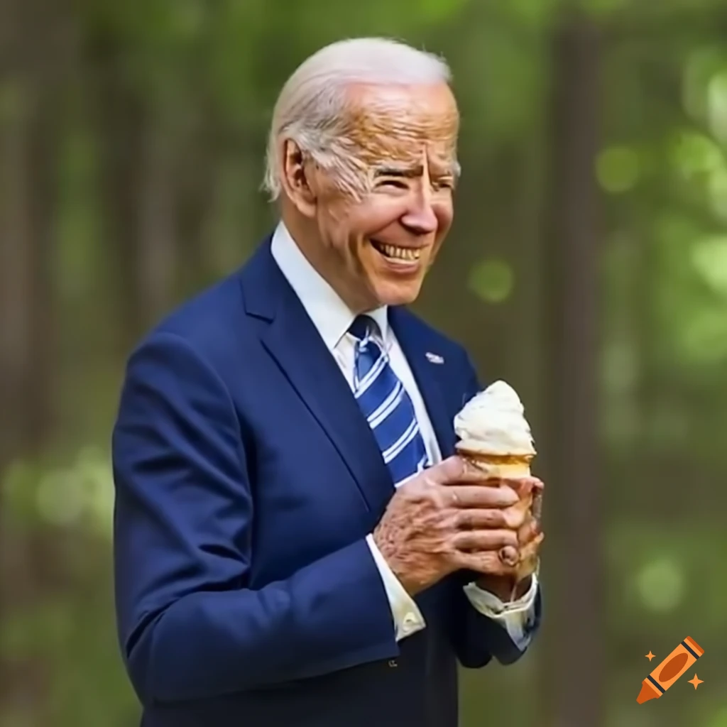 Joe Biden enjoying an ice cream on Craiyon