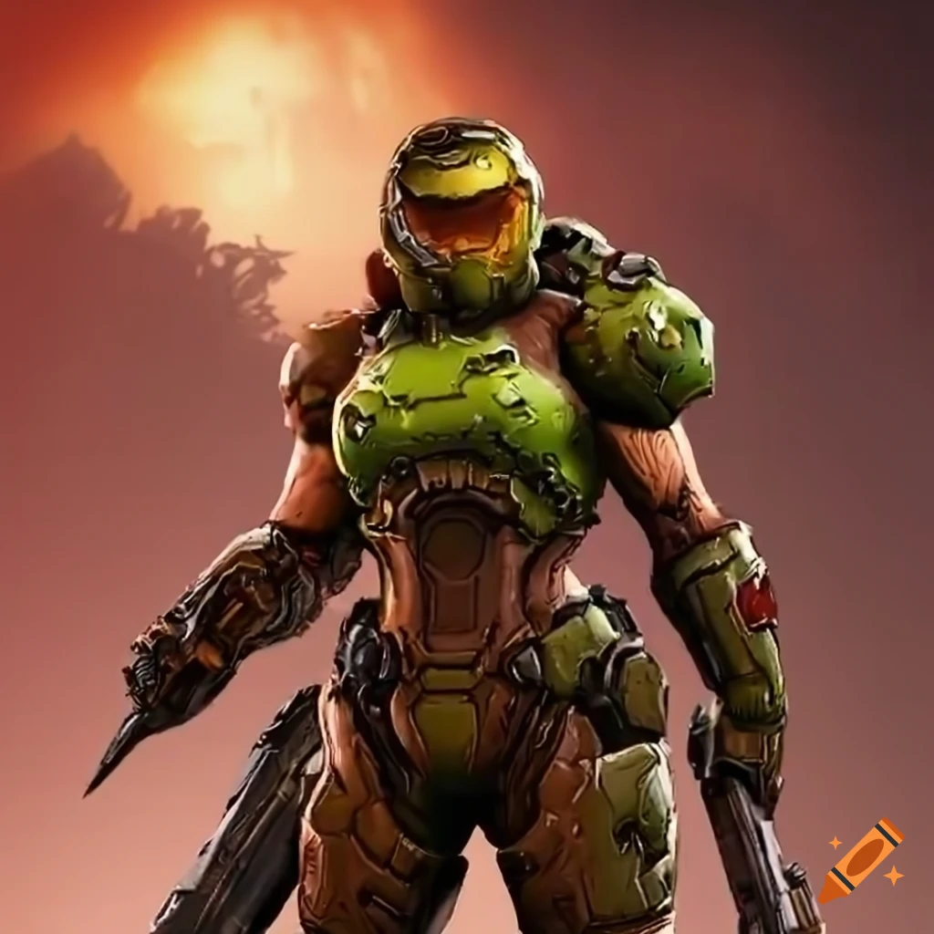 Doom slayer female character on Craiyon