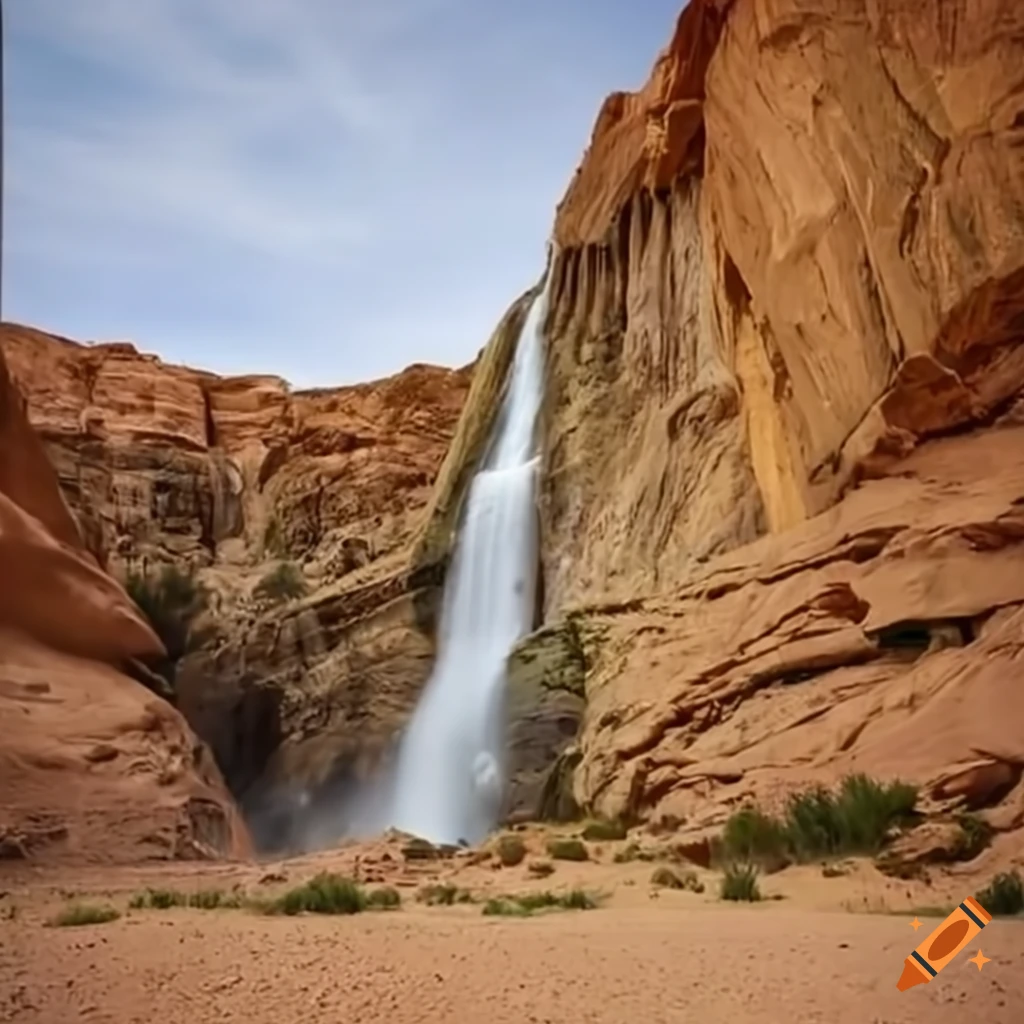 Waterfall in the desert landscape on Craiyon