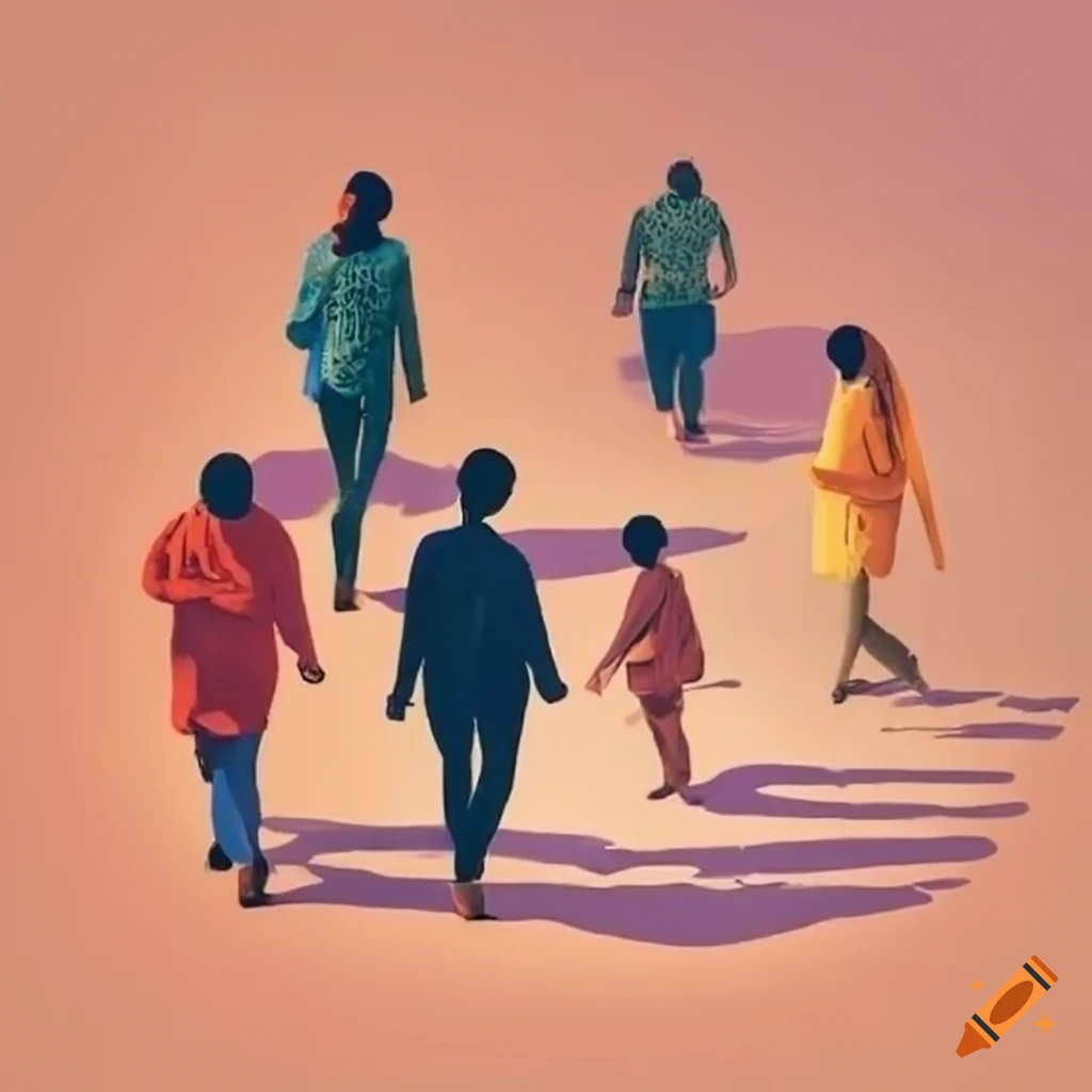 Diverse crowd of individuals interacting in a social setting on Craiyon