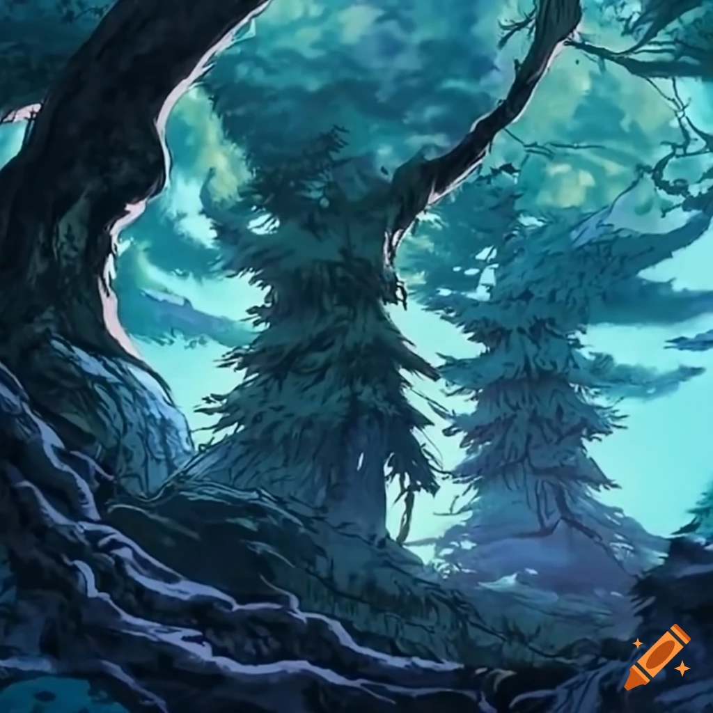 Wizard in a forest of pine trees on Craiyon