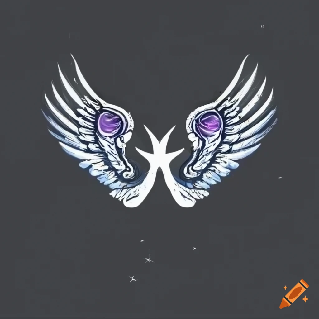 Logo of space angel wings with a crown in between on Craiyon