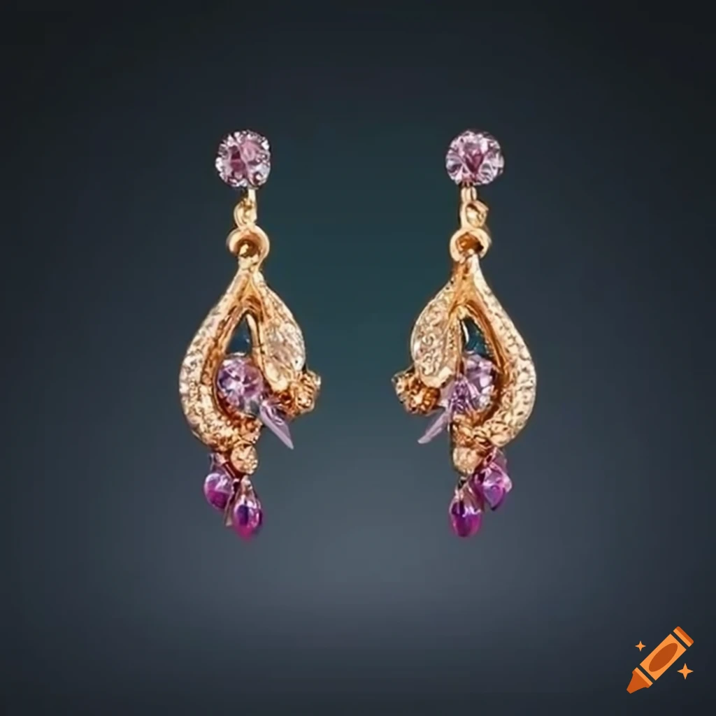 Delicate and elegant fancy earrings design on Craiyon