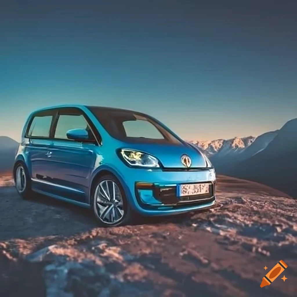 Blue volkswagen up in the mountains on Craiyon