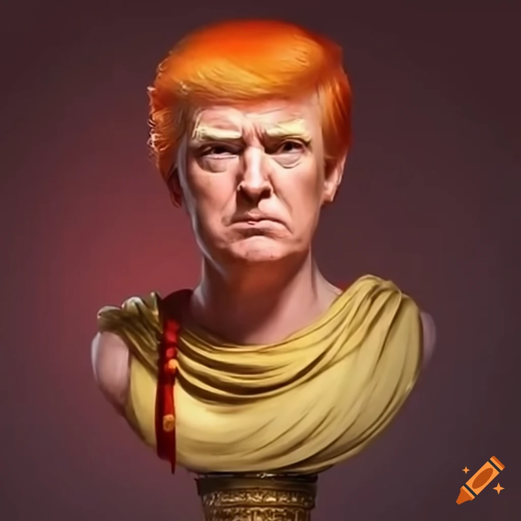 Satirical portrayal of donald trump as emperor claudius nero with ...