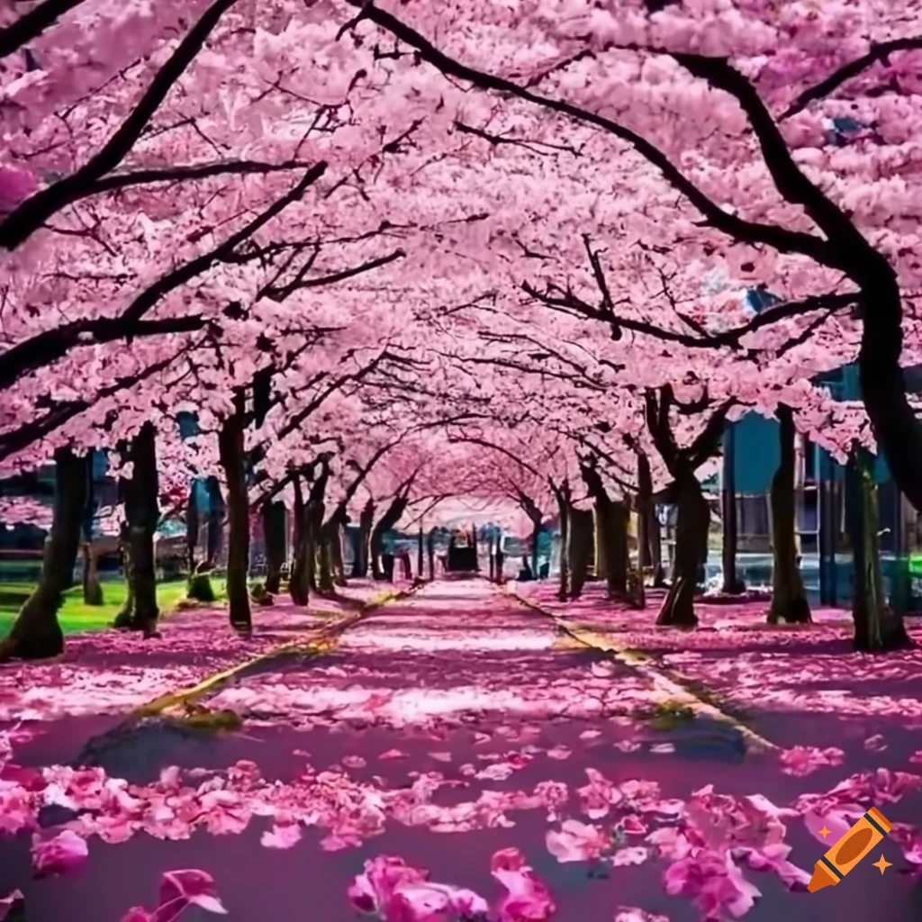 Japanese cherry blossom park on Craiyon