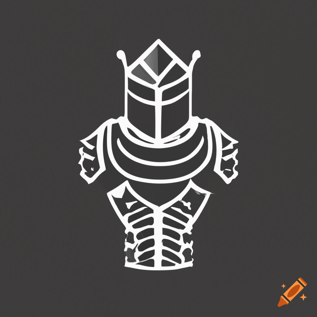 Minimalist black and white game armor icon in line art style on Craiyon