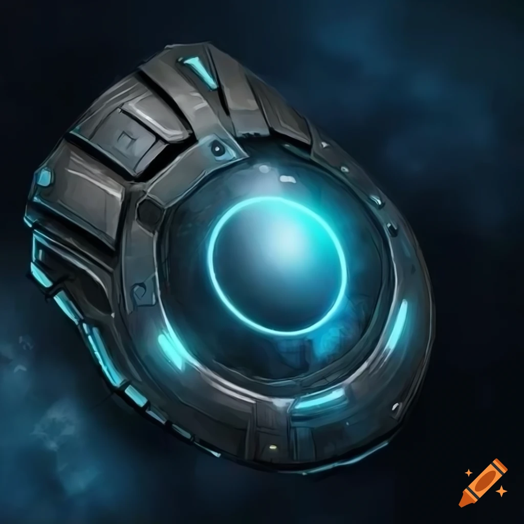Futuristic shield gauntlet for technological or sci-fi illustration on ...