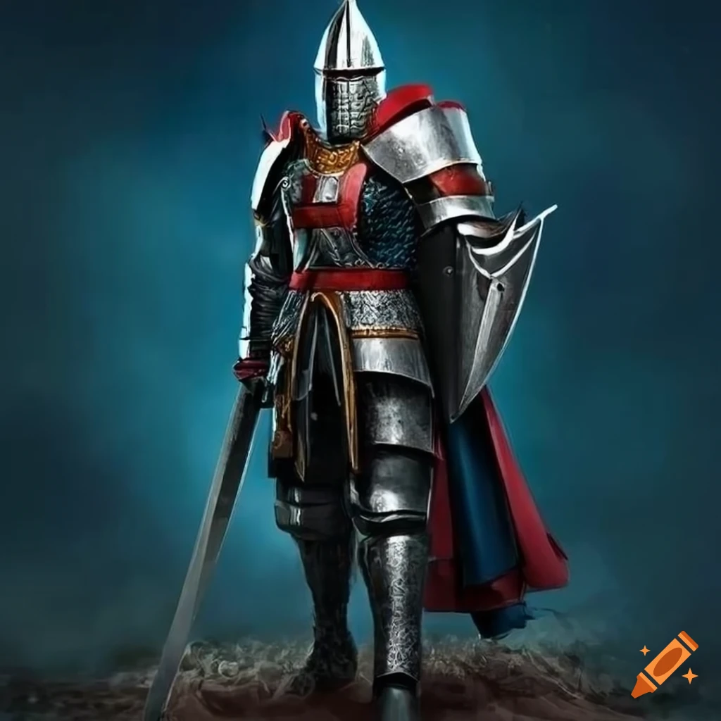 Powerful knight wielding a massive sword on Craiyon