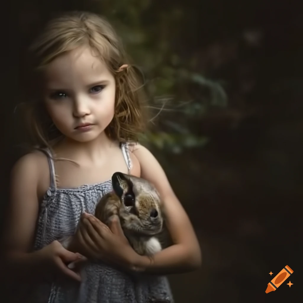 Girl holding a rabbit on Craiyon