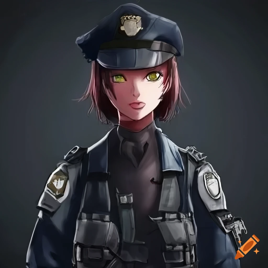 Anime law enforcer woman in special force police outfit on Craiyon