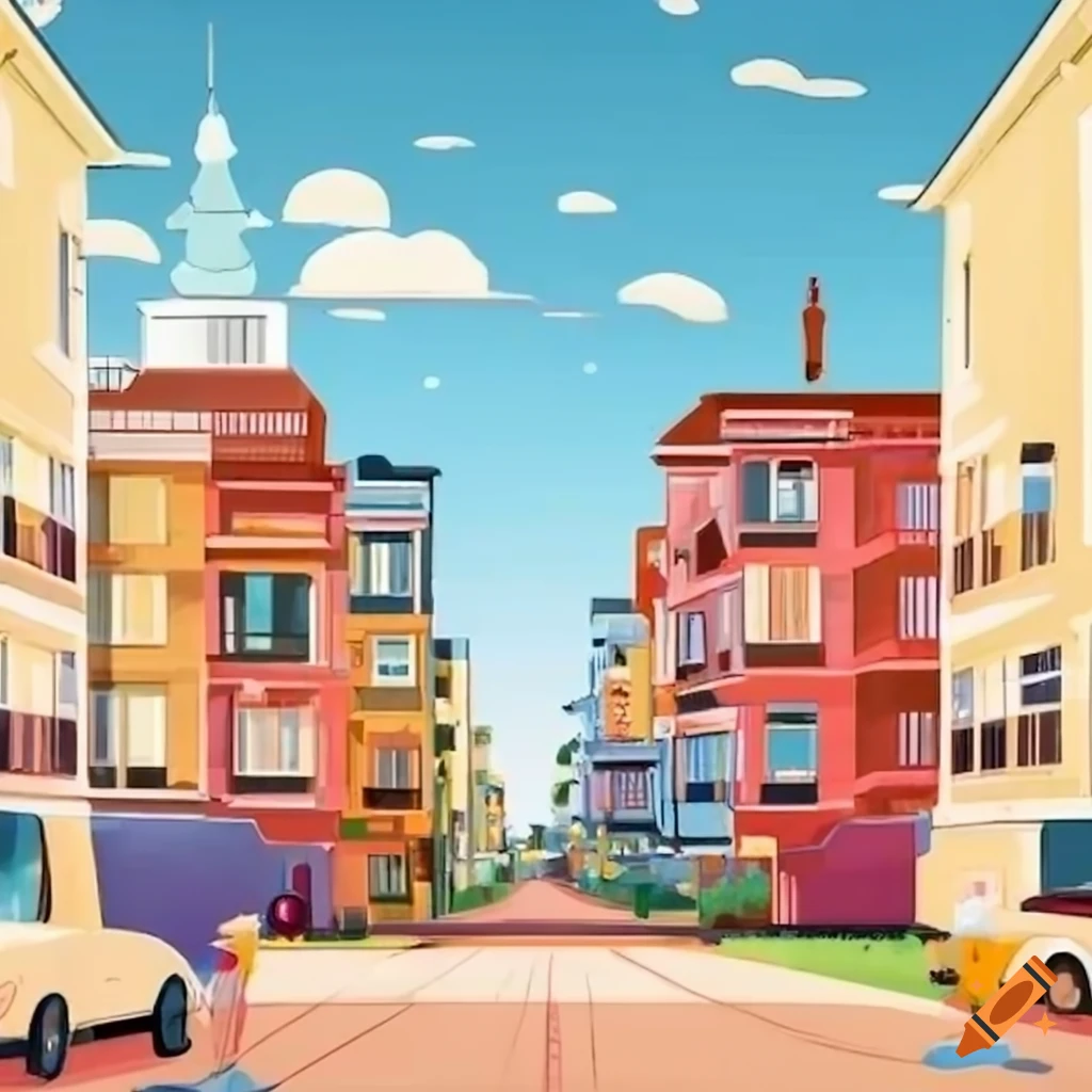 Family's transition from suburban home to urban apartment in a cartoon ...