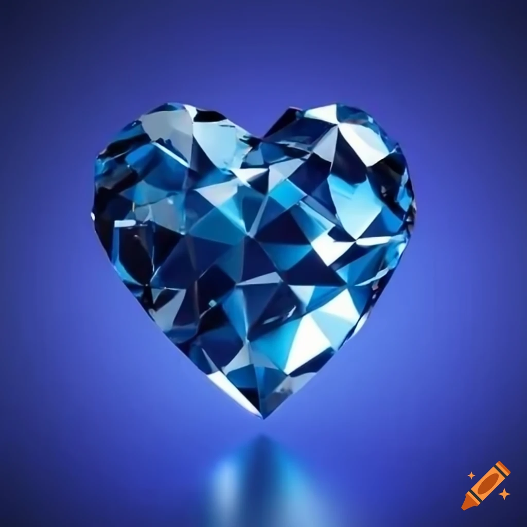 Blue heart made of diamond material on Craiyon