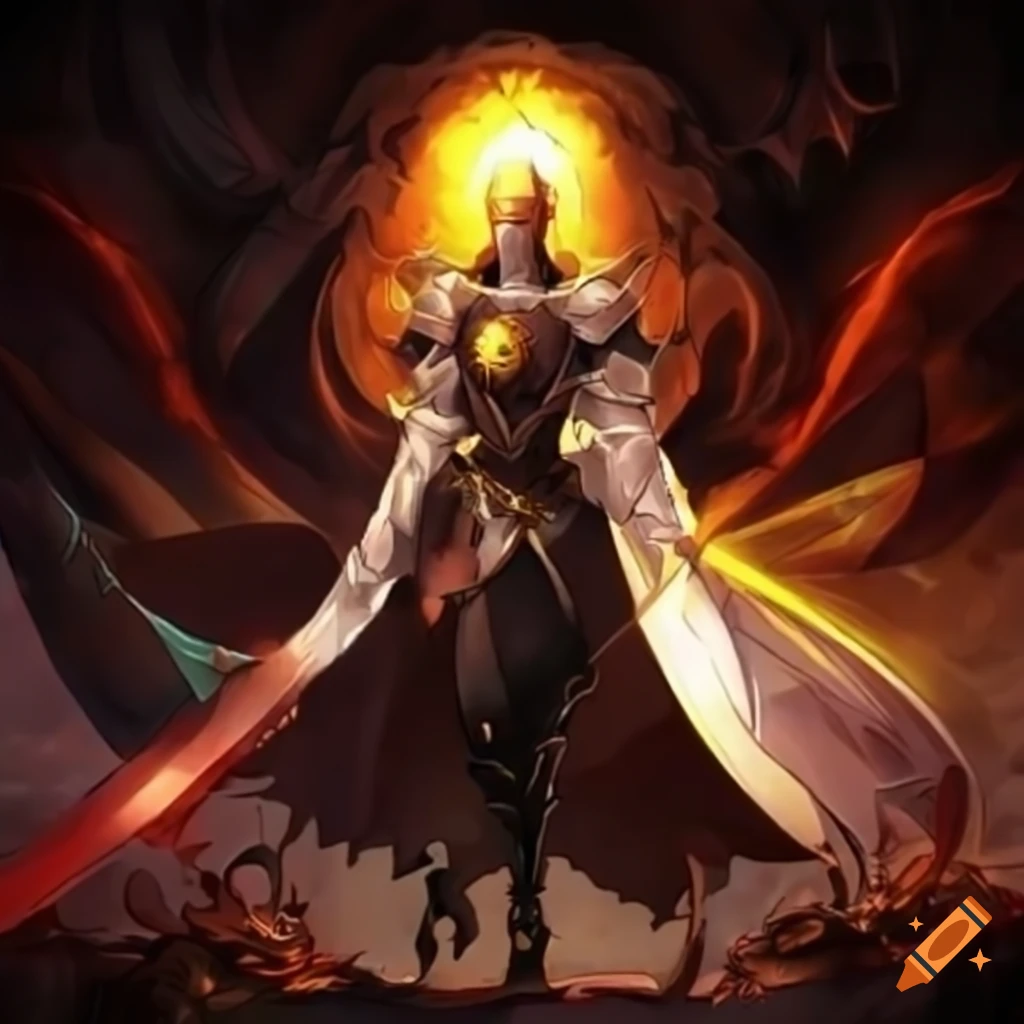 Anime knight priest in eternal glory radiating holiness on Craiyon