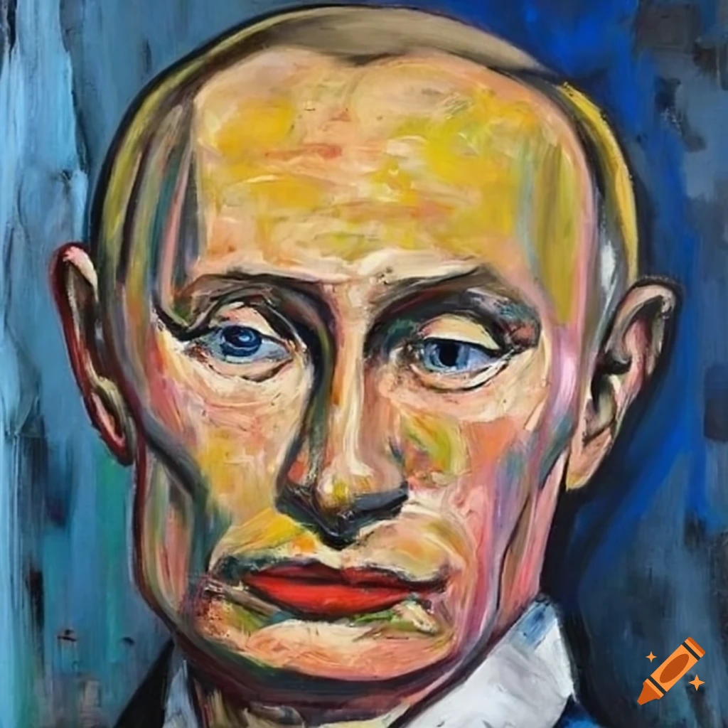 Close-up portrait of Vladimir Putin by Max Beckmann on Craiyon