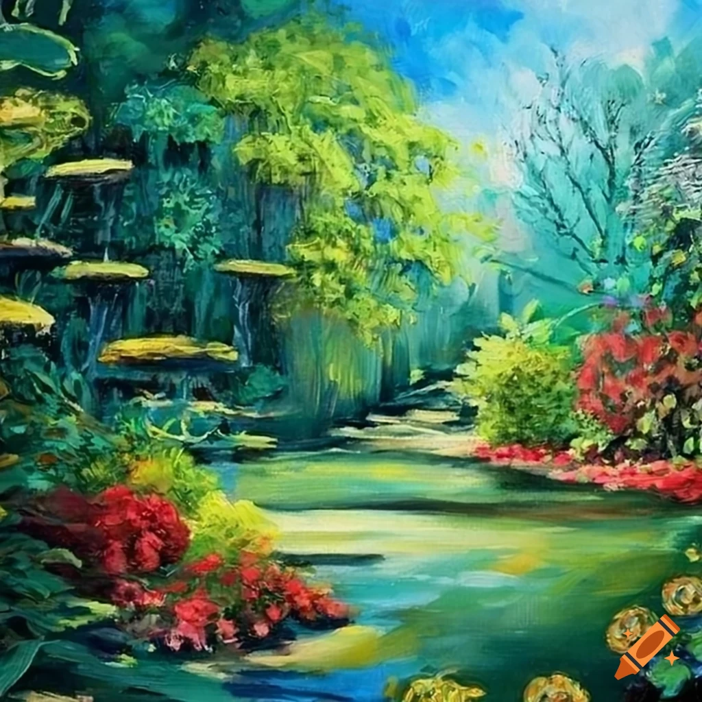 Detailed painting of a lush garden on Craiyon