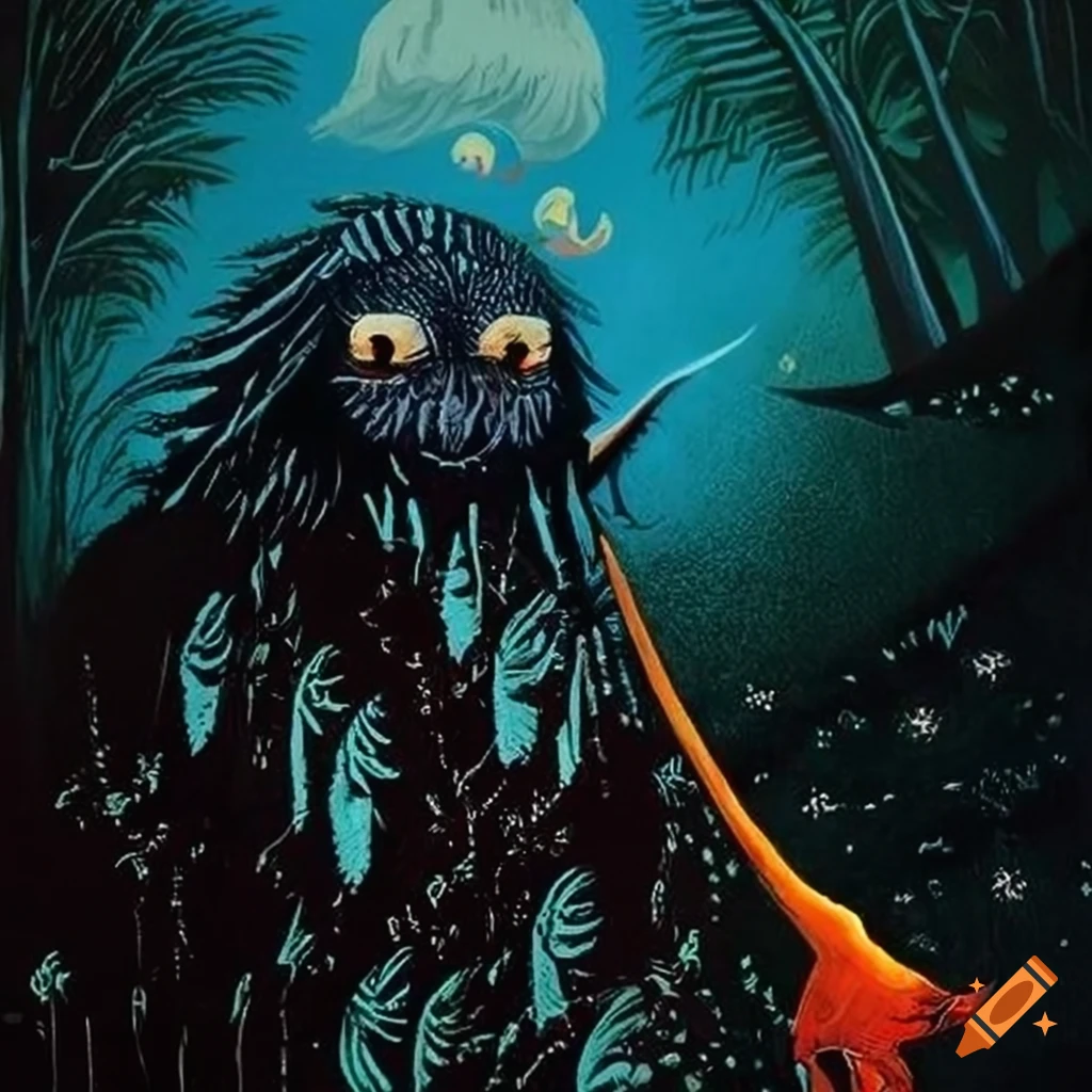 Baba Yaga serigraph blending different mythological motifs and spirit ...