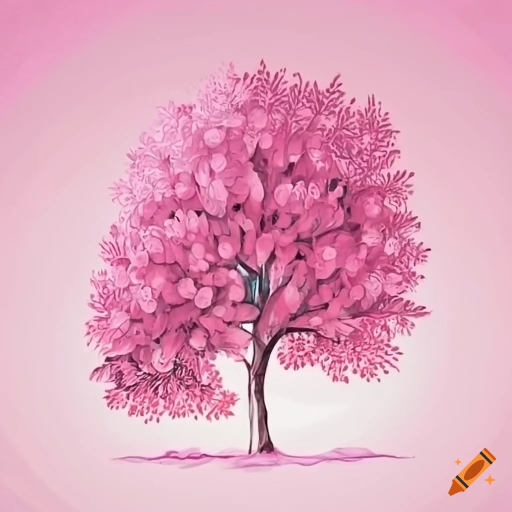 Pink flowers and trees on Craiyon