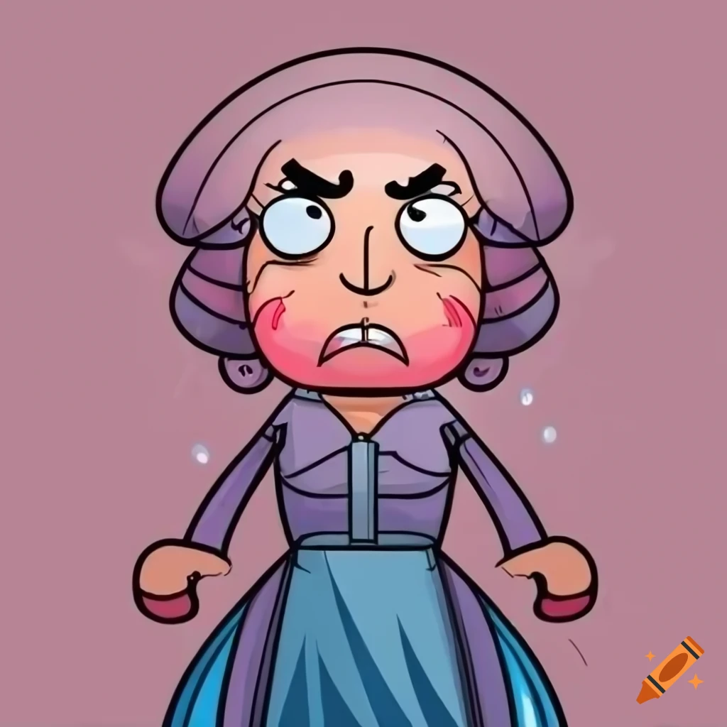 Colorful cartoon illustration of an angry soaking wet woman in ...