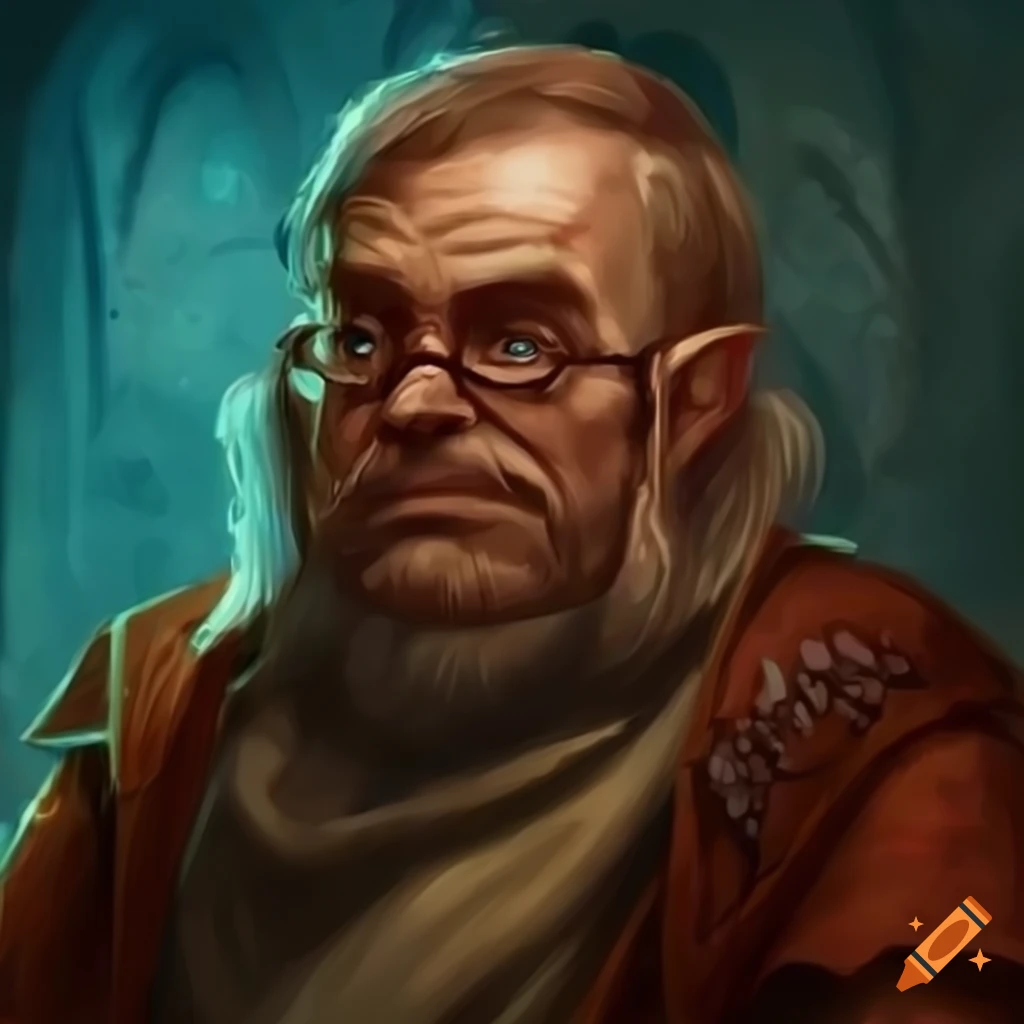 Iconic DnD character Hoffer with glasses and a cube-shaped head on Craiyon