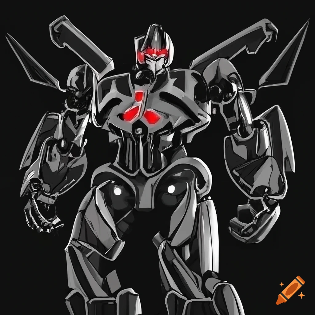 Black robot transformer in anime style on Craiyon