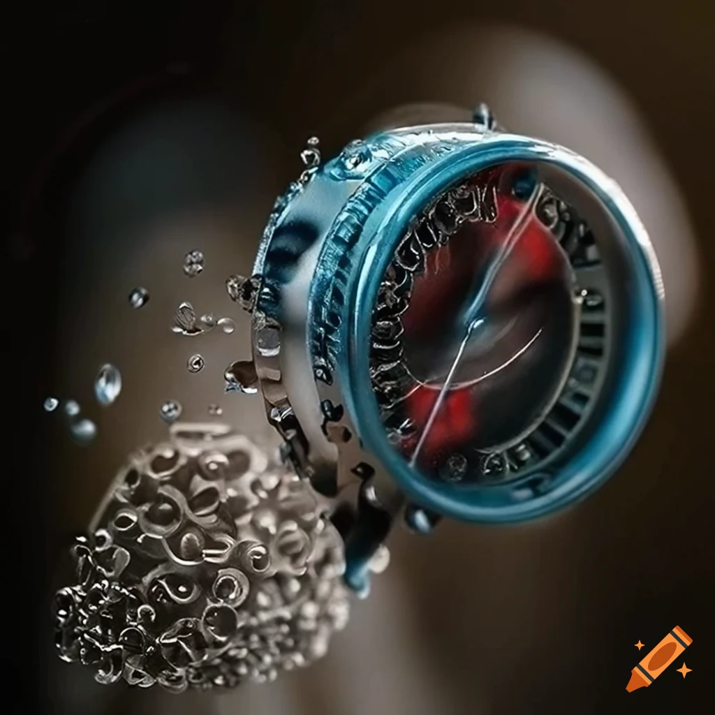 Macro image showcasing intricate details of a water meter mechanism on ...