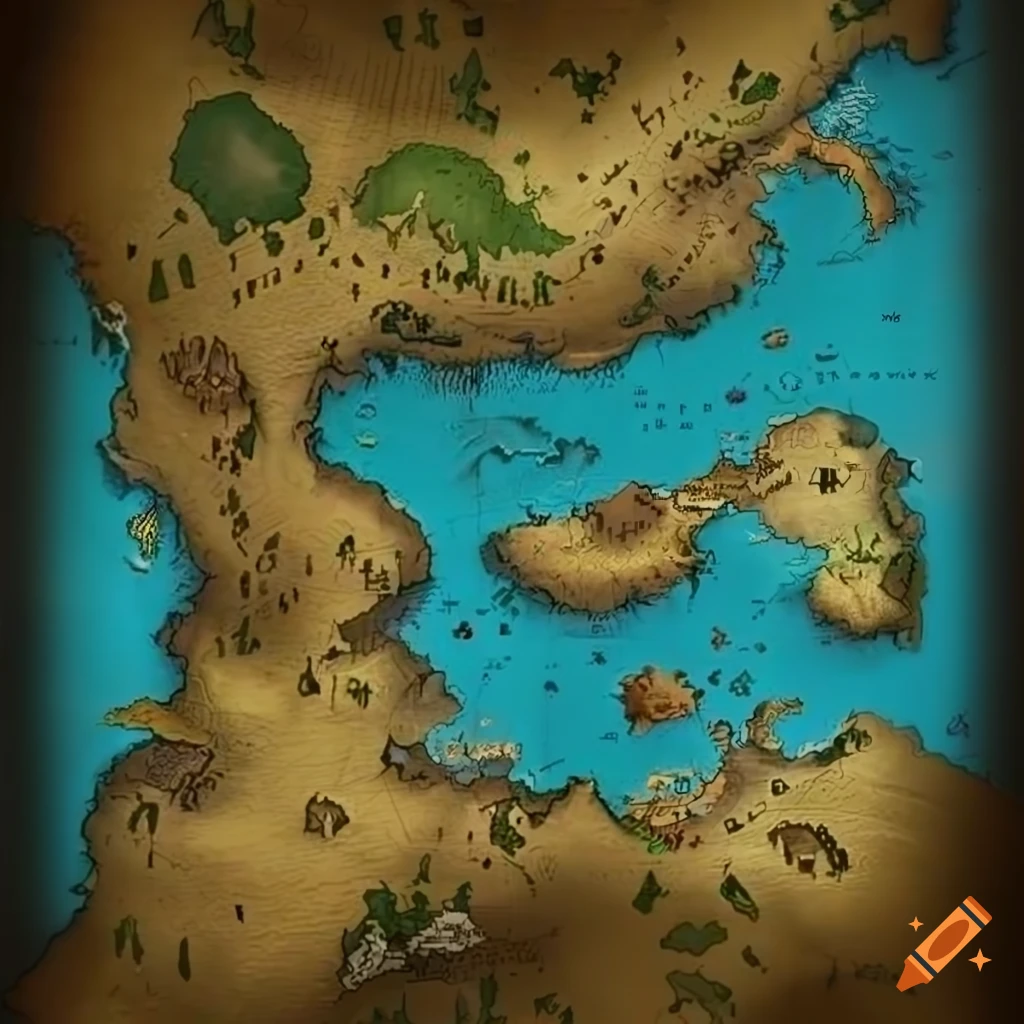 Fantasy world map on Craiyon