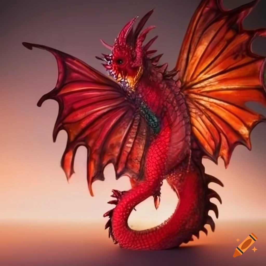 Small red fairy dragon with butterfly wings on Craiyon