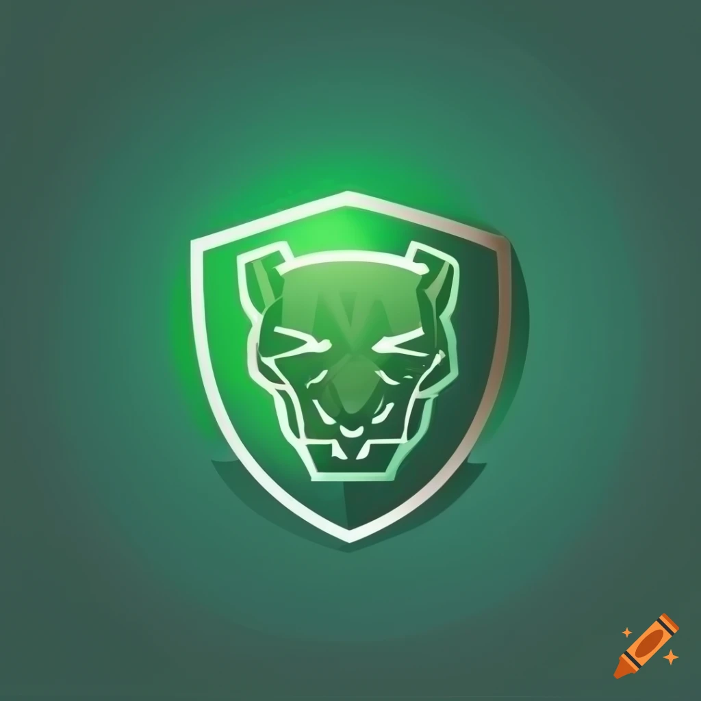 Minimalist Green Cyber Security Logo Design with Panther Shield on Craiyon