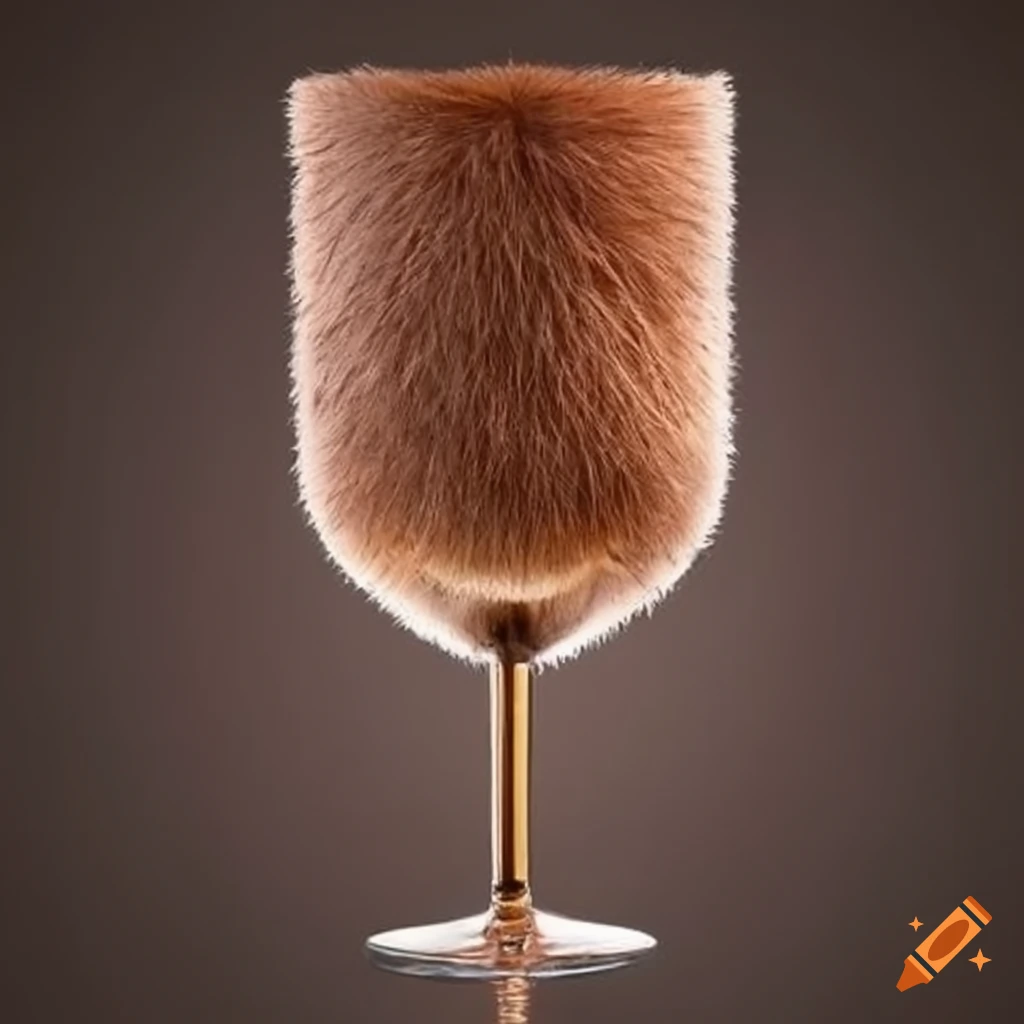 Brown furry stemmed glass with rat tail on Craiyon